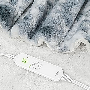 GOQO TOMO Heated Weighted Blanket, with Premium Glass Beads 60" x 80" Electric Heating Blanket 2 in1 Blanket with 12 Heating Levels for Adults Home Use Gradient Gray-H6080