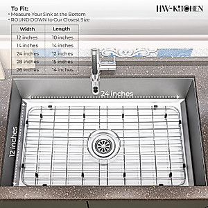 HW-Kitchen 24" x 12" Sink Protector for Kitchen Sink - Stainless Steel Kitchen Sink Rack for Bottom for Sink - Sink Mat - Sink Drying Rack - Kitchen sink protector - Farm Sink Rack for Bottom of Sink