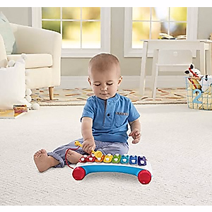 Fisher-Price Toddler Pull Toy, Classic Xylophone Pretend Musical Instrument with Mallet and Rolling Wheels for Ages 18+ Months