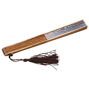 Amajiji Charming Elegant Modern Woman Handmade Bamboo Silk 8.27" (21cm) Folding Pocket Purse Hand Fan, Collapsible Transparent Holding Painted Fan with Silk Pouches/Wrapping LXHSZ (LXHS-21)