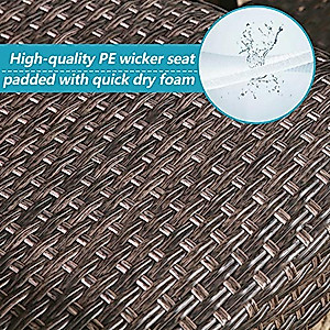 Patio Tree 2 Pieces Outdoor Indoor Club Chair, Wicker Rocking Motion Conversation Chair with Padded Quick Dry Foam for Yard, Garden, Bistro