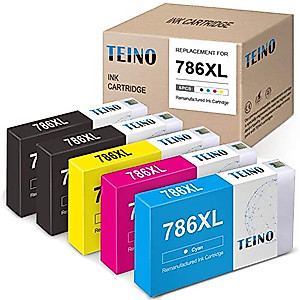 TEINO Remanufactured Ink Cartridge Replacement for Epson 786XL 786 XL T786XL use with Epson Workforce Pro WF-4630 WF-5690 WF-5620 WF-5110 WF-5190 WF-4640 (Black, Cyan, Magenta, Yellow, 5-Pack)
