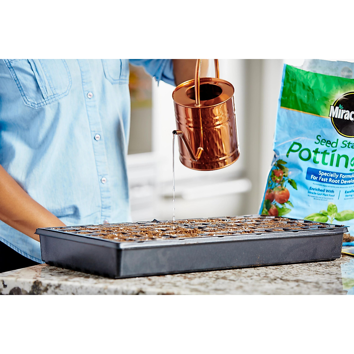 Miracle-Gro Seed Starting Potting Mix, Enriched with Plant Food, For Starting Seeds or Cuttings in Containers, 8 qt., 3-Pack