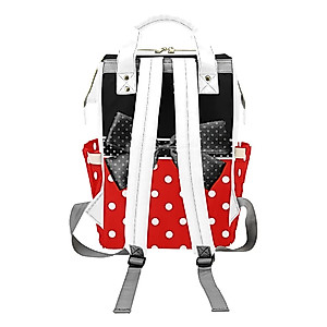 NZOOHY Polka Dots Bow Personalized Name Diaper Bag Tote, Custom Waterproof Nursing Baby Bag Mummy Backpack for Mom Travel Outdoor, 15'' X 10.83'' X 6.69''