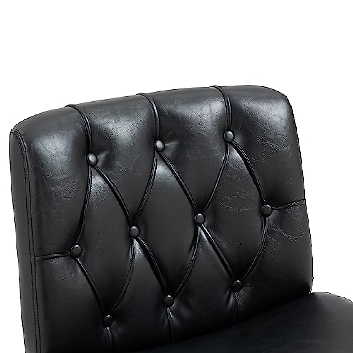 VanTook Home Office Swivel Desk Chair, Modern PU Vanity Chair, Height Adjustable Armless Computer Executive Chair Task Chair with Gold Base for Living Room, Makeup, Studying, Black