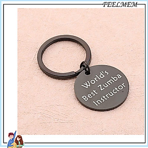 FEELMEM Teacher Gift Zumba Teacher Appreciation Gift World's Best Zumba Instructor Black Keychain Dance Jewelry for Dance Teacher Zumba Teacher (Zumba)
