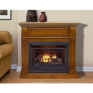 Duluth Forge Dual Fuel Ventless Gas Fireplace System with Mantle, Remote Control, 5 Fire Logs, Use with Natural Gas or Liquid Propane, 26000 BTU, Heats up to 1350 Sq. Ft., Apple Spice