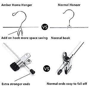 Amber Home 26 Pack Heavy Duty Add on Metal Pants Skirt Hangers, Stackable Add-on Metal Clothes Hangers with 2-Adjustable Clips, Cascading Clip Hangers Space Saving for Jeans, Slacks