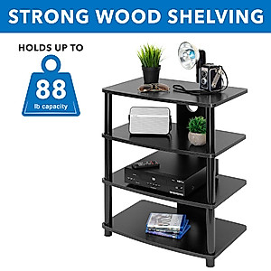 Mount-It! Media Stand Entertainment Center for TV, Audio Video Components, Stereo Equipment, Gaming Consoles, Streaming Devices, 4 Shelves, Black