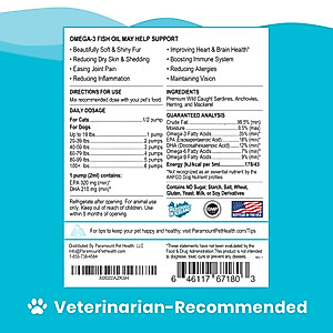 Omega 3 Fish Oil for Dogs and Cats | Premium Quality Omega 3 Supplement for Dogs and Cats (16 Ounce)