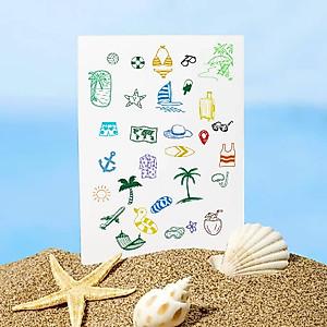 CRASPIRE Summer Beach Clear Rubber Stamps Travel Reusable Silicone Coconut Holiday Transparent Seals Stamp for Journaling Card Making Friends DIY Scrapbooking Photo Frame Album Decor 6.3 x 4.3inch