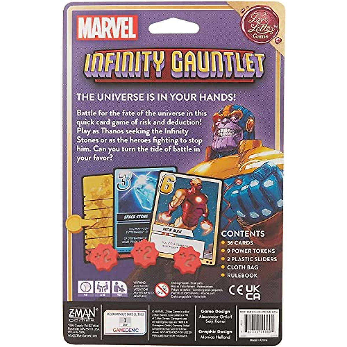 Infinity Gauntlet: A Love Letter Card Game Save The Universe from Thanos! Strategy Game for Kids and Adults Set in The Marvel Universe, Ages 10+, 2-6 Players, 15 Minute Playtime, Made by Z-Man Games