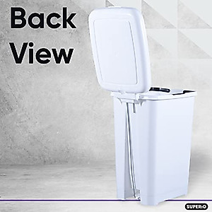 Superio Slim Step On Trash Can 6.5 Gallon 2-Pack, White Pedal Waste Bin for Under Desk, Office, Bedroom, Bathroom