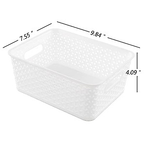 CadineUS Plastic Weave Baskets, 6 Pack Small Plastic Storage Basket Bins