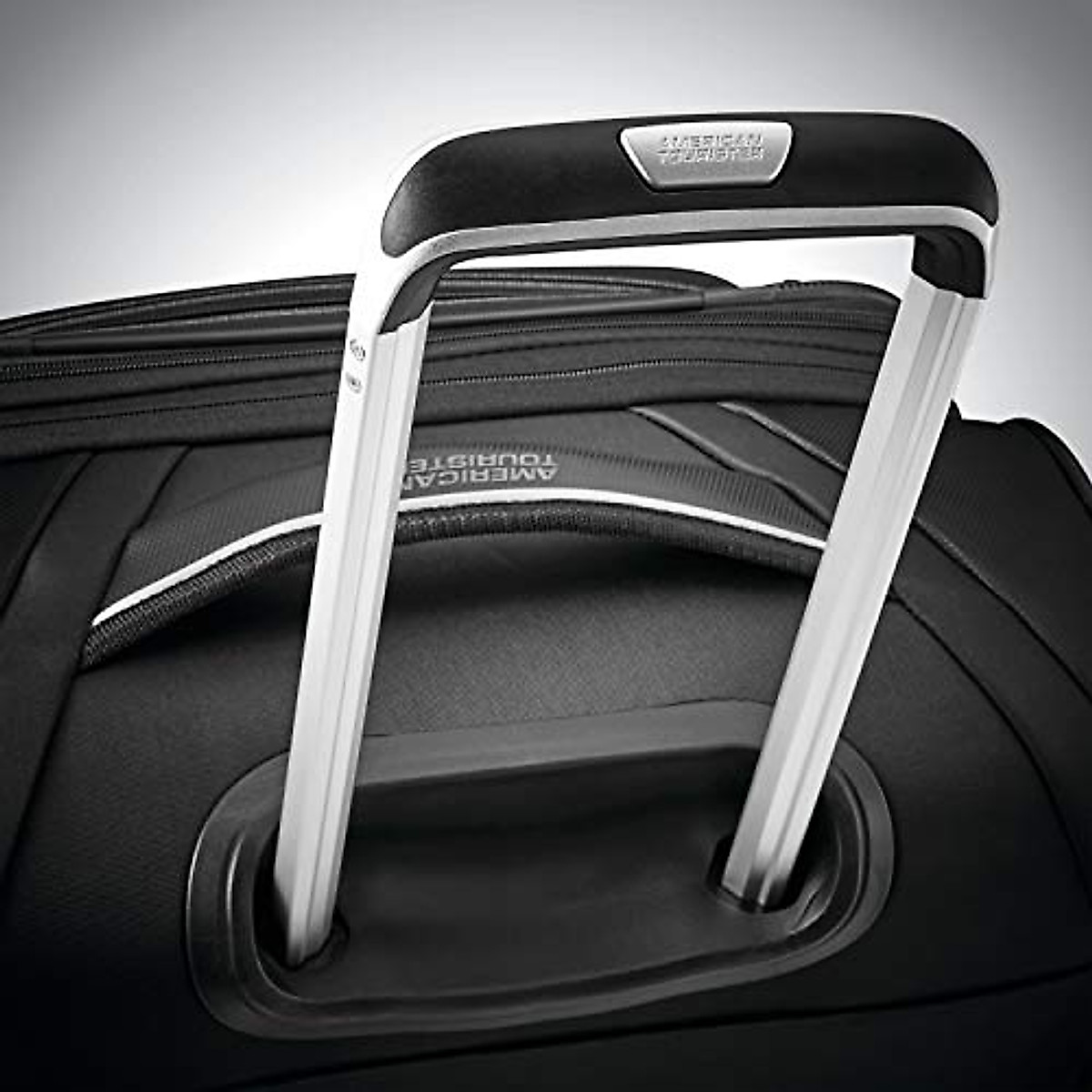 American Tourister Zoom Turbo Softside Expandable Spinner Wheel Luggage, Black, Checked-Medium 25-Inch