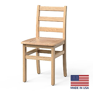 Foundations Little Scholars Ladderback Solid Hardwood Classroom Teacher Chair, Made in USA, Fully-Assembled, (18 Inch Seat Height, Ages 13+)