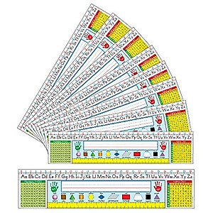 Carson Dellosa 36 Pc. Traditional Manuscript Name Plates for Desks, Name Plates for Classroom with Alphabet, Ruler, Number Line, and Addition & Number Chart, Desk Name Tags Classroom