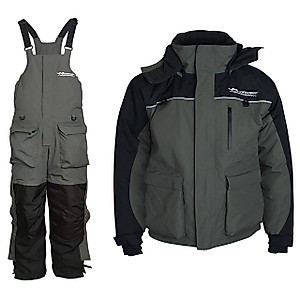 WindRider Ice Fishing Suit | Insulated Bibs and Jacket | Flotation | Tons of Pockets | Adjustable Inseam | Reflective Piping | Waterproof Gear for Ice Fishing and Snowmobiling (Small)