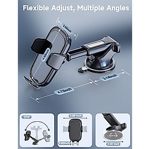 SMORFIT Phone-Mount, Dashboard/Windshield/Window Universal Suction Cup Cell Phone/iPhone Holder with Sticky Pad for Car/Truck, Mobile Phone Telescopic Arm Mount Handsfree Stand