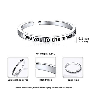ChicSilver Sterling Silver Ring, Engraved I Love You to The Moon and Back Eternity Ring Open Adjustable Rings for Women Men