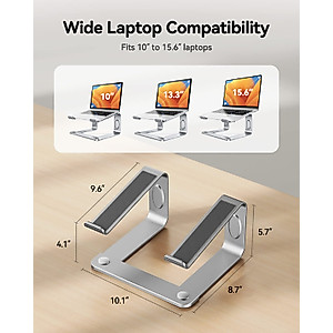 LORYERGO Laptop Stand, Ergonomic Laptop Riser Laptop Stand for Desk, Notebook Computer Stand Holder Compatible with Most 10-15.6” Laptops, Silver