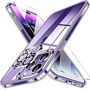 Humixx [5 in 1] for iPhone 14 Pro Case, with 2X Screen Protector + 2X Lens Protector, [20x Anti-Yellowing][12 FT Drop Protection] Clear Shockproof Protective Case for iPhone 14 Pro 6.1 inch