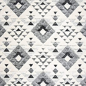 SAFAVIEH Moroccan Tassel Shag Collection 8' x 10' Ivory/Grey MTS688F Boho Non-Shedding Living Room Bedroom Dining Room Entryway Plush 2-inch Thick Area Rug