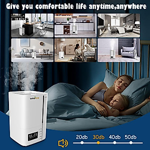 6L Humidifiers for Bedroom Large Room, Cool Mist Humidifier for Baby and Plants, Top Fill Humidifiers with Remote Control, Smart Humidistat Control, Timer, Quiet, Adjustable Mist