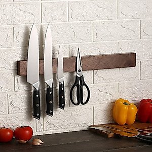 Walnut Magnetic Knife Holder for Wall- Powerful Wood Magnetic Knife Strip for Organizing your Kitchen (16 inches)