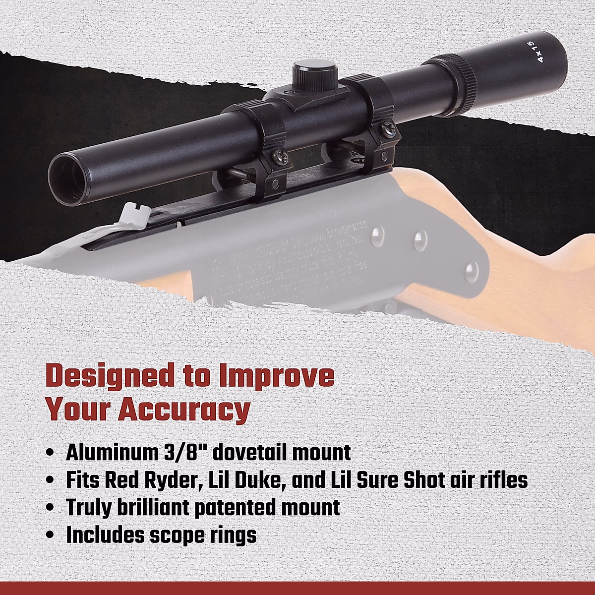 Air Venturi 4x15 Air Rifle Scope and Lasso Mount, BB Gun Scope Attachment