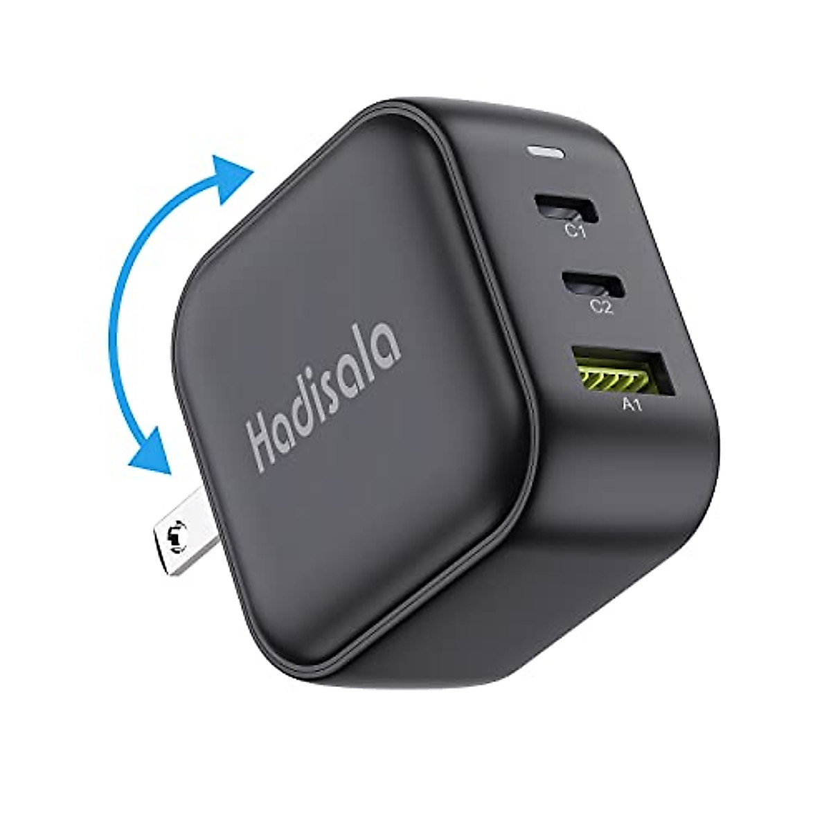 USB C Charger, Hadisala 66W 3-Port GaN Fast USB C Wall Charger, Foldable USB C PD3.0 Power Adapter, Portable Travel Charger Block for iPhone 13 Pro Max Mini/MacBook Pro/iPad, Galaxy, Pixel and More