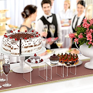 HIIMIEI Clear Acrylic Display Risers 2 Sets, 3-Tier Risers Stands Showcase for Amiibo Funko Pop Figures, Dessert, Jewelry-3"x4"x5"