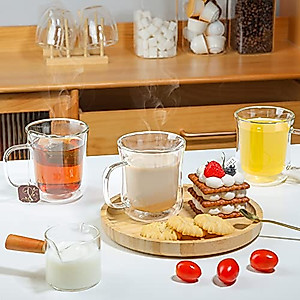 ComSaf Double Walled Glass Coffee Mugs (8oz/250ml), Thermal Insulated Borosilicate Glass Cups with Handle for Tea, Coffee, Latte, Cappuccino, Hot and Cold Drinks Beverages, Pack of 4