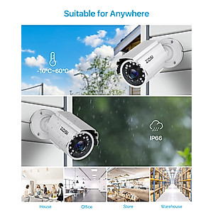 ZOSI 4 Pack 2.0MP 1080P HD-TVI Security Cameras,Outdoor Indoor,80ft Night Vision,1920TVL,Weatherproof Surveillance CCTV Bullet Camera for 720P/1080N/1080P/5MP/4K HD-TVI AHD CVI Analog DVR Systems