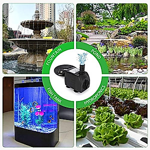 GROWNEER 550GPH Submersible Pump 30W Ultra Quiet Fountain Water Pump, 2000L/H, with 7.2ft High Lift, 3 Nozzles, 4.9 Feet Tubing for Aquarium, Fish Tank, Pond, Hydroponics, Statuary
