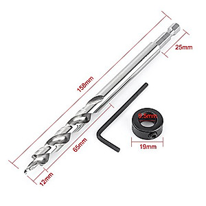 3/8" Twist Step Drill Bit Hex Shank Pocket Hole Drill Bit with Adjustable Depth Stop Collar for Pocket Hole Jig Kit