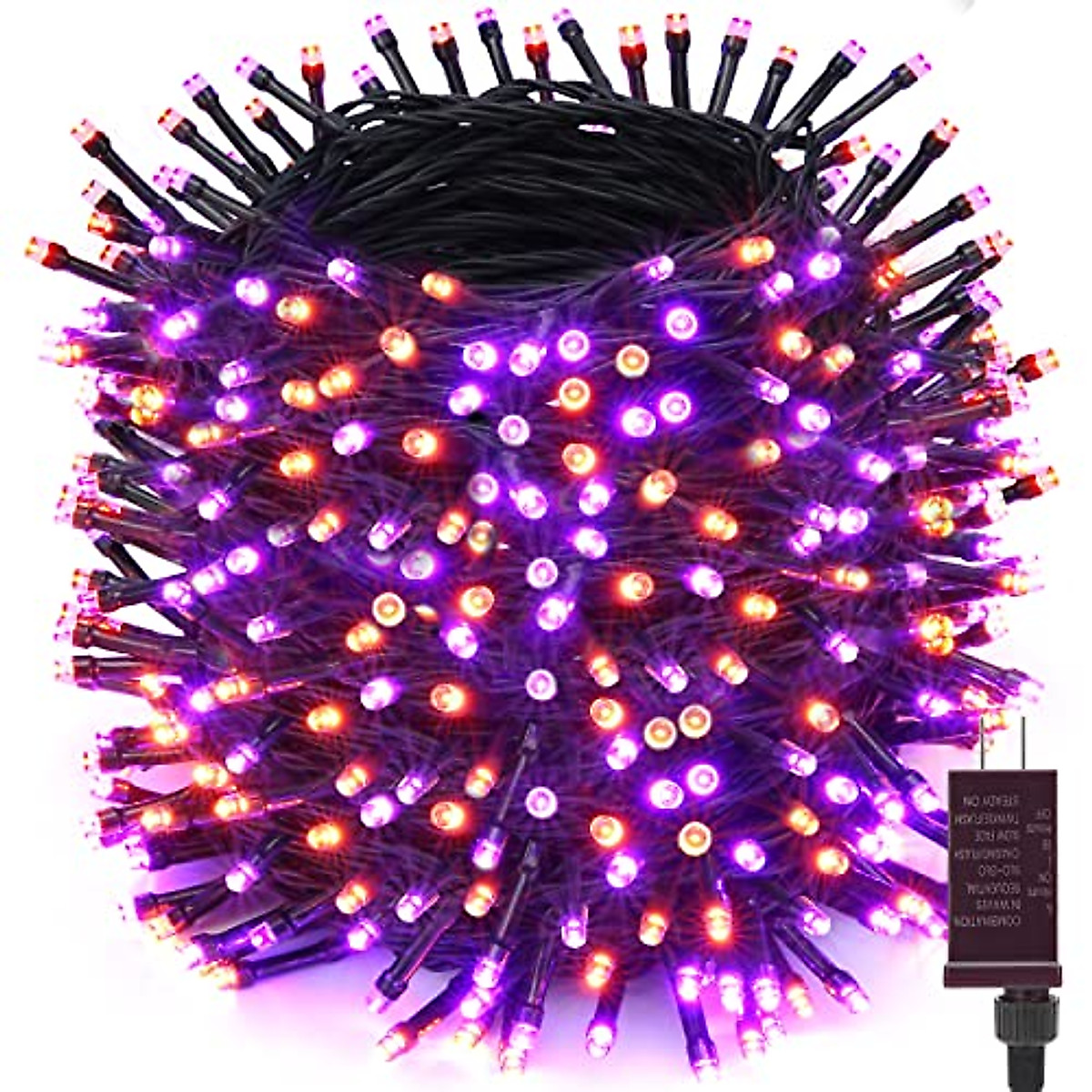 Toodour Orange Purple Halloween Lights, 213ft 600 LED Plug in Halloween String Lights with 8 Modes and Timer, Outdoor Halloween Lights for Home, Garden, Party, Halloween Decorations