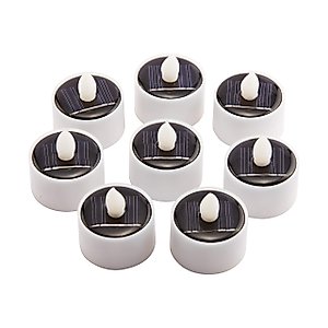 ZHONGXIN Solar Lantern Tea Lights Candles, Flameless Rechargeable Amber Flickering LED Candle Lights, Waterproof Great for Garden, Yard, Pathway, Balcony, Wedding, Part, Holidays, Home Decor-8Pack