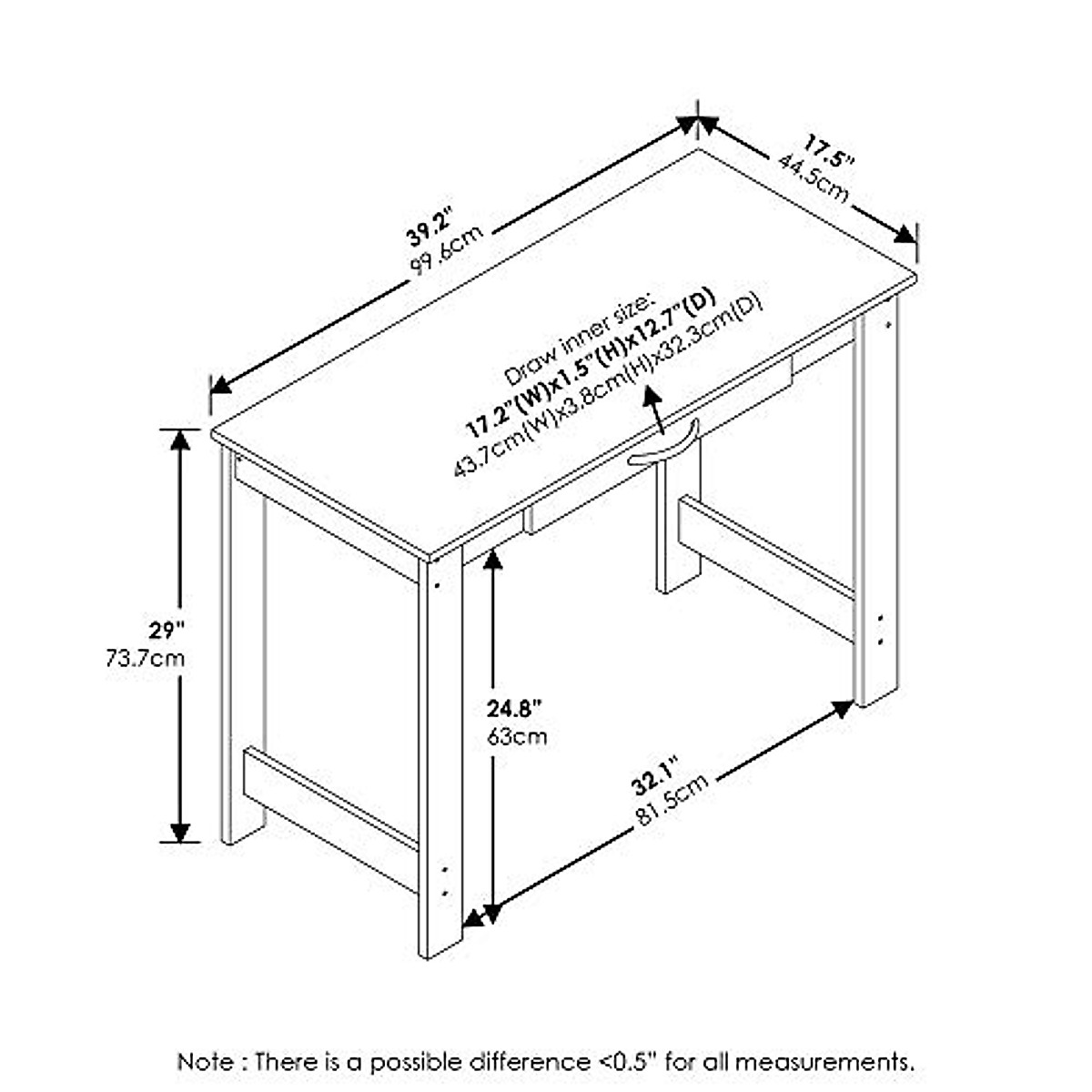 FURINNO Jaya Writing Desk Black