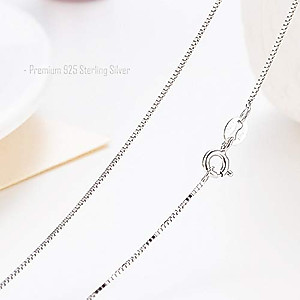 BQfife 925 Sterling Silver Designer Chain 0.8MM Delicate Italian Box Chain - Super Thin & Strong Lovely Necklaces (22)