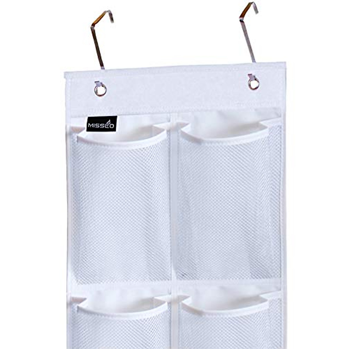 MISSLO Heavy Duty Over The Door Storage with 12 Mesh Pockets (White)