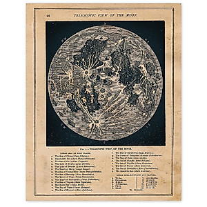 Vintage Moon Surface Map Patent Prints, 1 (11x14) Unframed Photos, Wall Art Decor Gifts Under 20 for Home Astronomy Office Studio Garage Shop Man Cave School College Student Teacher NASA Space Champ
