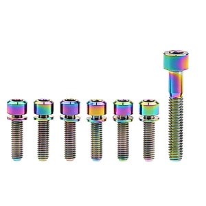 Yaruijia Square Head Titanium Allen Bolts M6 35mm and Hexagon Socket Screws with Washer M5 16mm M5 18mm M5 20mm for Bicycle Stem (M5x20mm+M6x35mm, Rainbow)