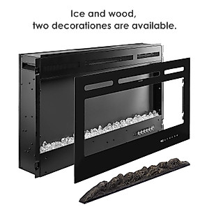 Alohappy Electric Fireplace, 80” W Electric Fireplace Heater, in Wall Recessed or Wall Mounted, 12 Flame Colors 5 Brightness Options, Log & Crystal Included - 1500/750 Watt Heater