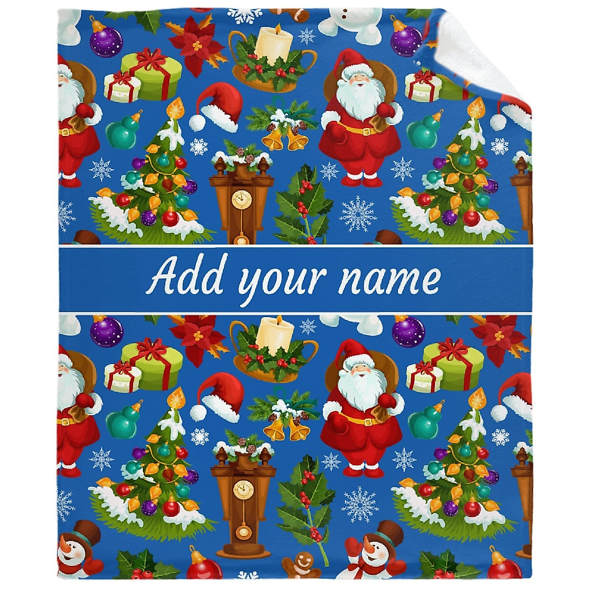 Custom Christmas Blanket Personalized Custom Name Christmas Throw Blanket Soft Cozy Flannel Blanket—Medium 60"x50" (Twin) Teen