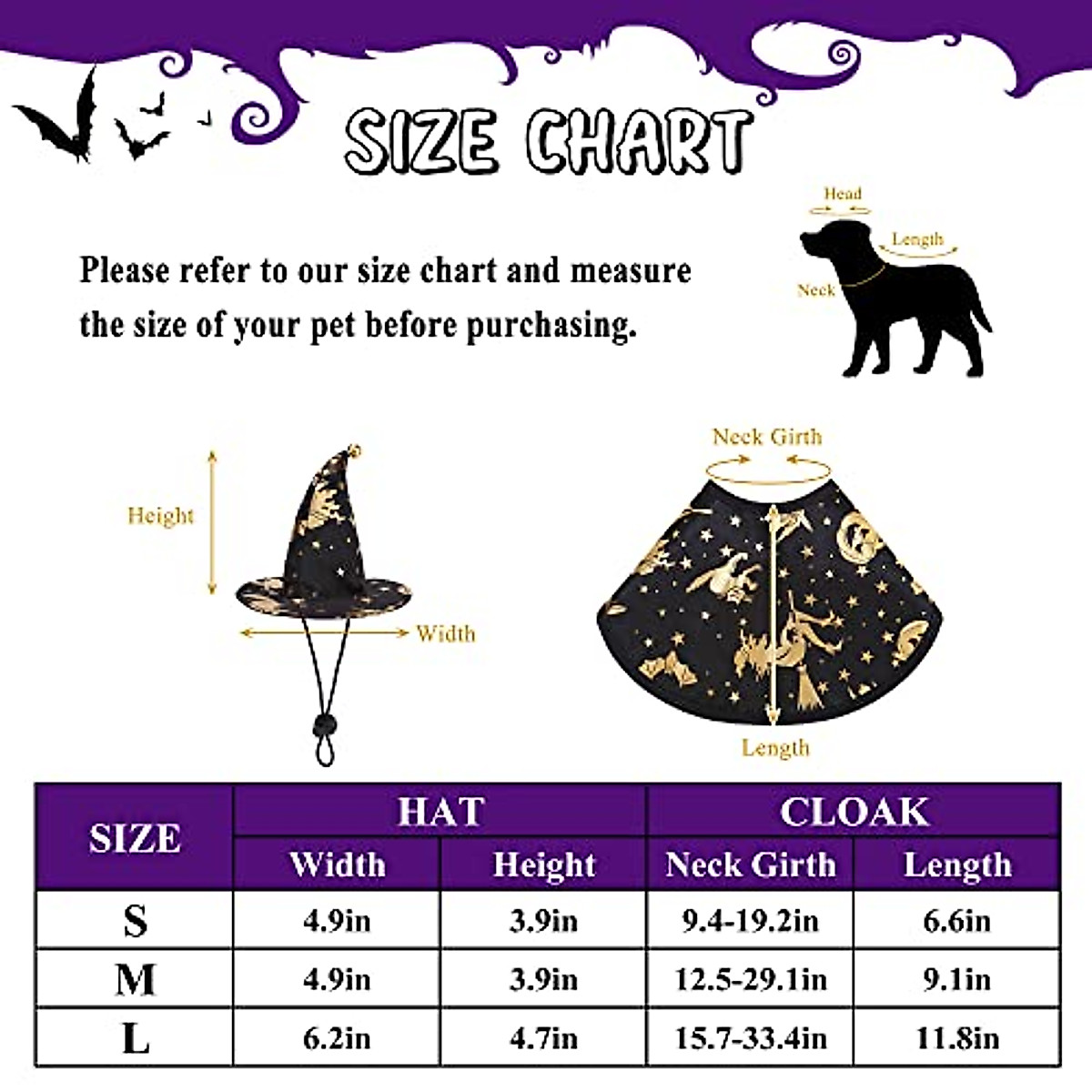 Mogoko Halloween Witch Dog Costumes, Pet Halloween Cosplay Hoodies, Adorable Cat Costume,Animal Fleece Cloak Warm Outfits Clothes for Puppy Small Dogs Cats