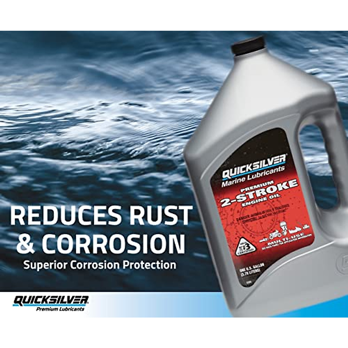 Quicksilver Premium 2-Stroke Engine Oil – Outboards, PWCs, Snowmobiles and Motorcycles - 1 Pint