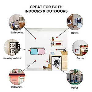 Step Up Laundry Drying Rack, Wall Mounted, Retractable Clothes Drying Rack, 40lbs Capacity, 11.6 Linear Ft, with Wall Template and Long Screwdriver Bit (White - 28")