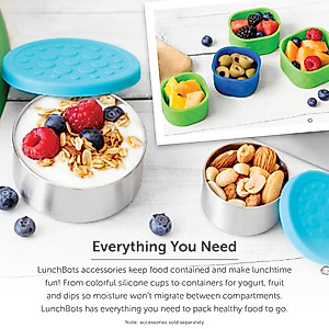LunchBots Small Protein Packer Toddler Bento Box - Extra Small Divided Stainless Steel Snack Container - 4 Sections for 1-2oz of Nuts, Meat, Cheese, Finger Foods - Dishwasher Safe - Stainless Lid