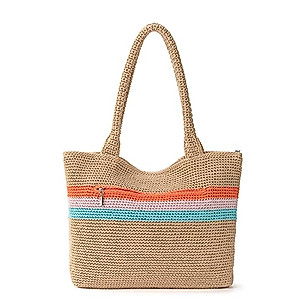 The Sak womens Classics Hand-crochet Carry-all Crafted Classics Hand Crochet Carry All, Apricot Block, One Size US